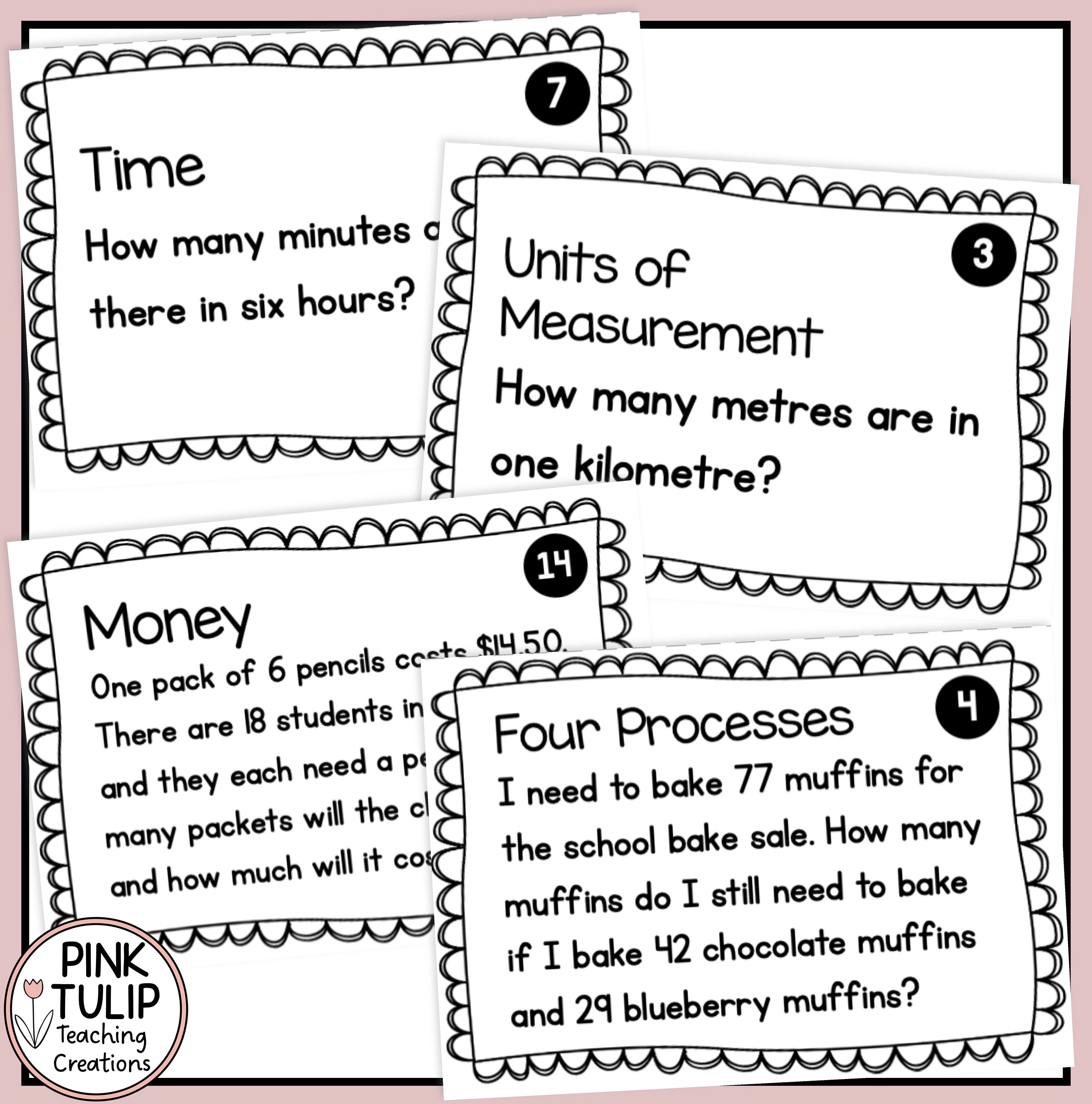 Maths Problem Solving Worded Question Task Cards - Etsy