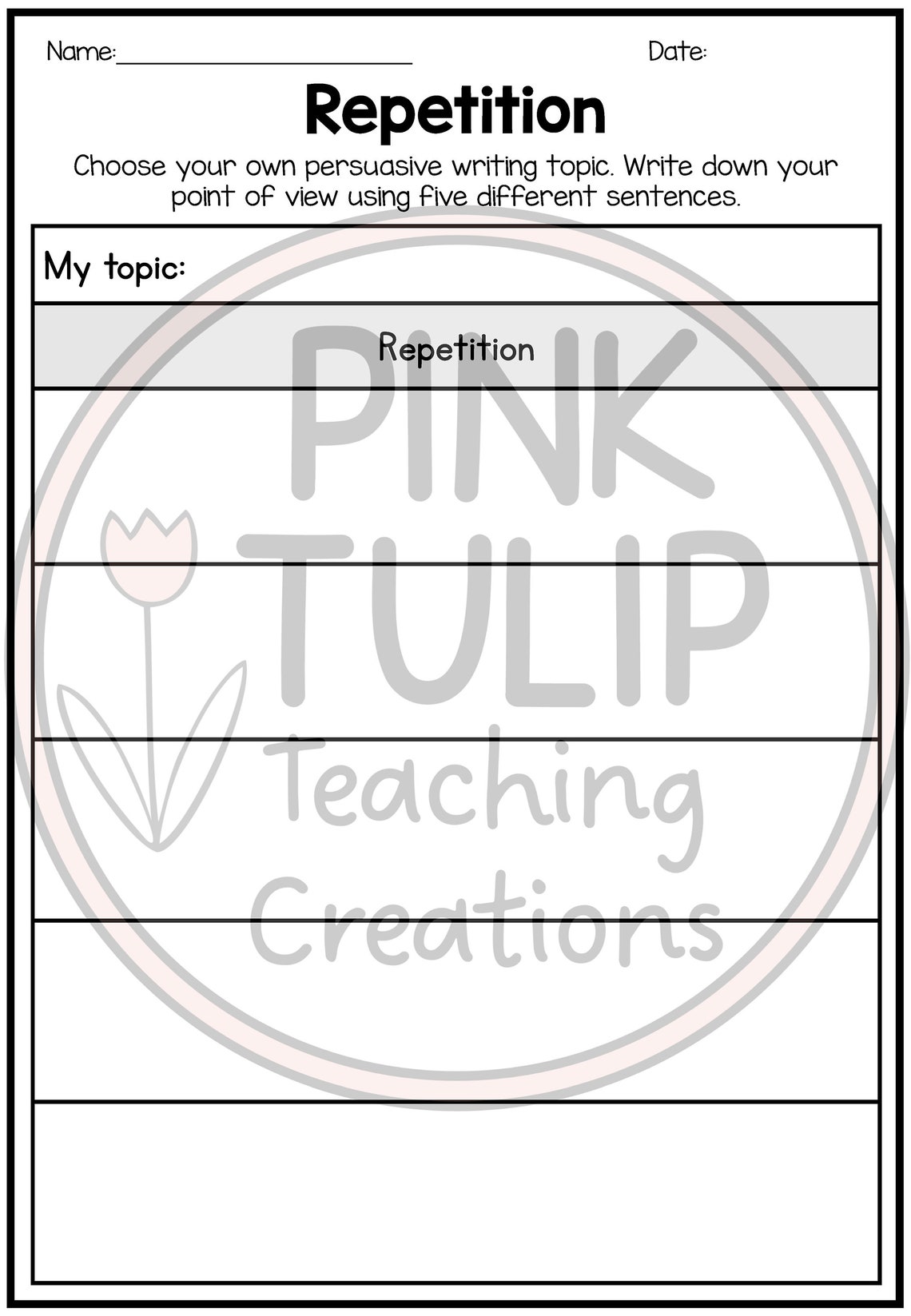 Repetition - Persuasive Writing Worksheets - Etsy