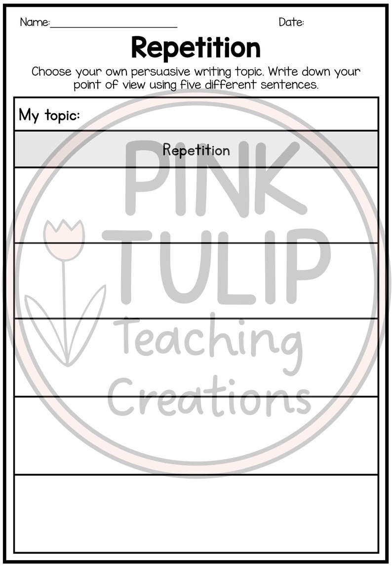 Repetition - Persuasive Writing Worksheets - Etsy