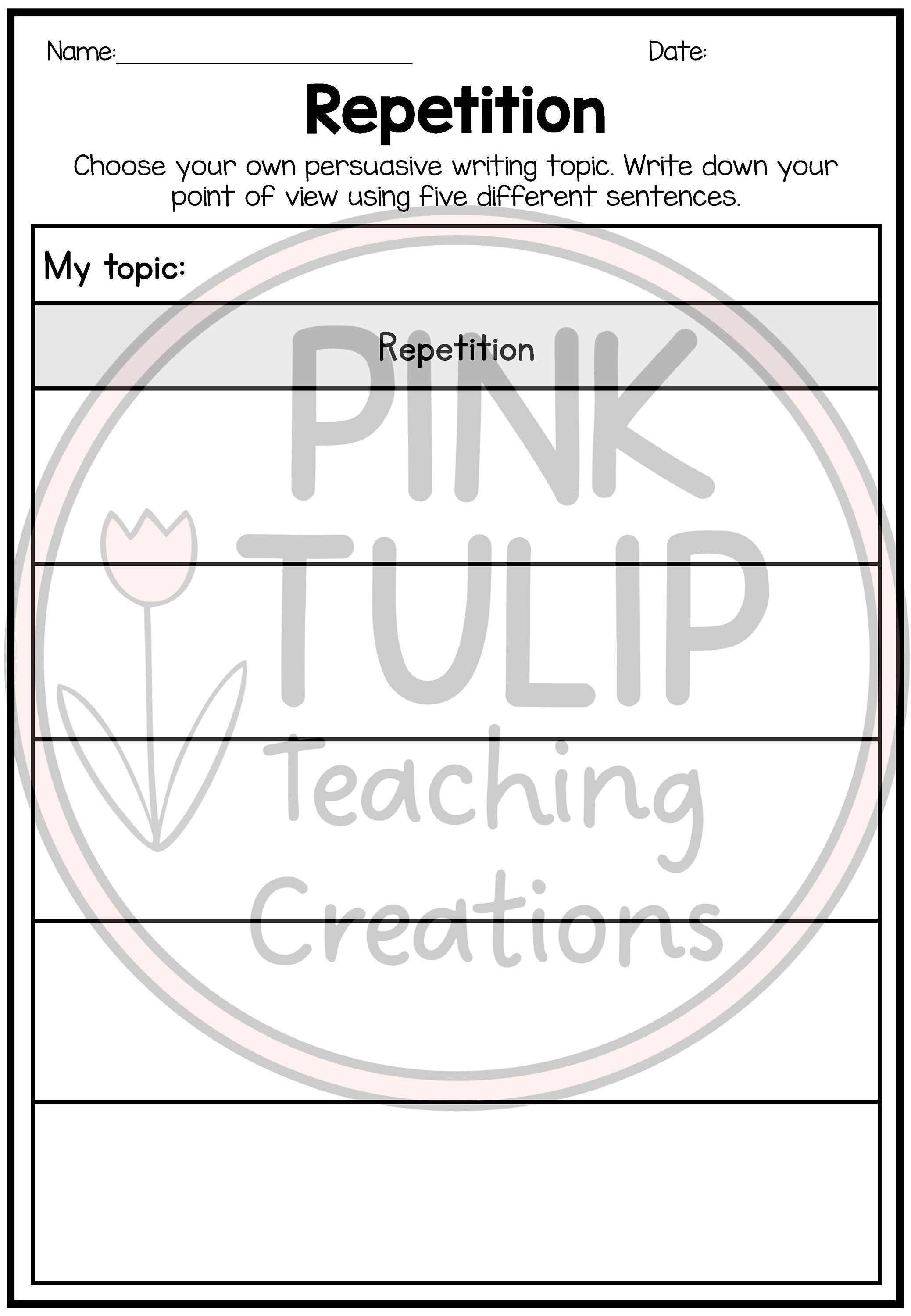 Repetition - Persuasive Writing Worksheets - Etsy