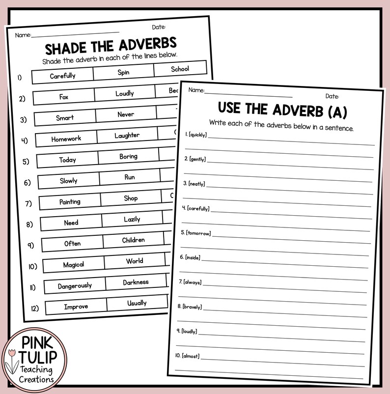 Adverbs - Worksheet Pack - Etsy