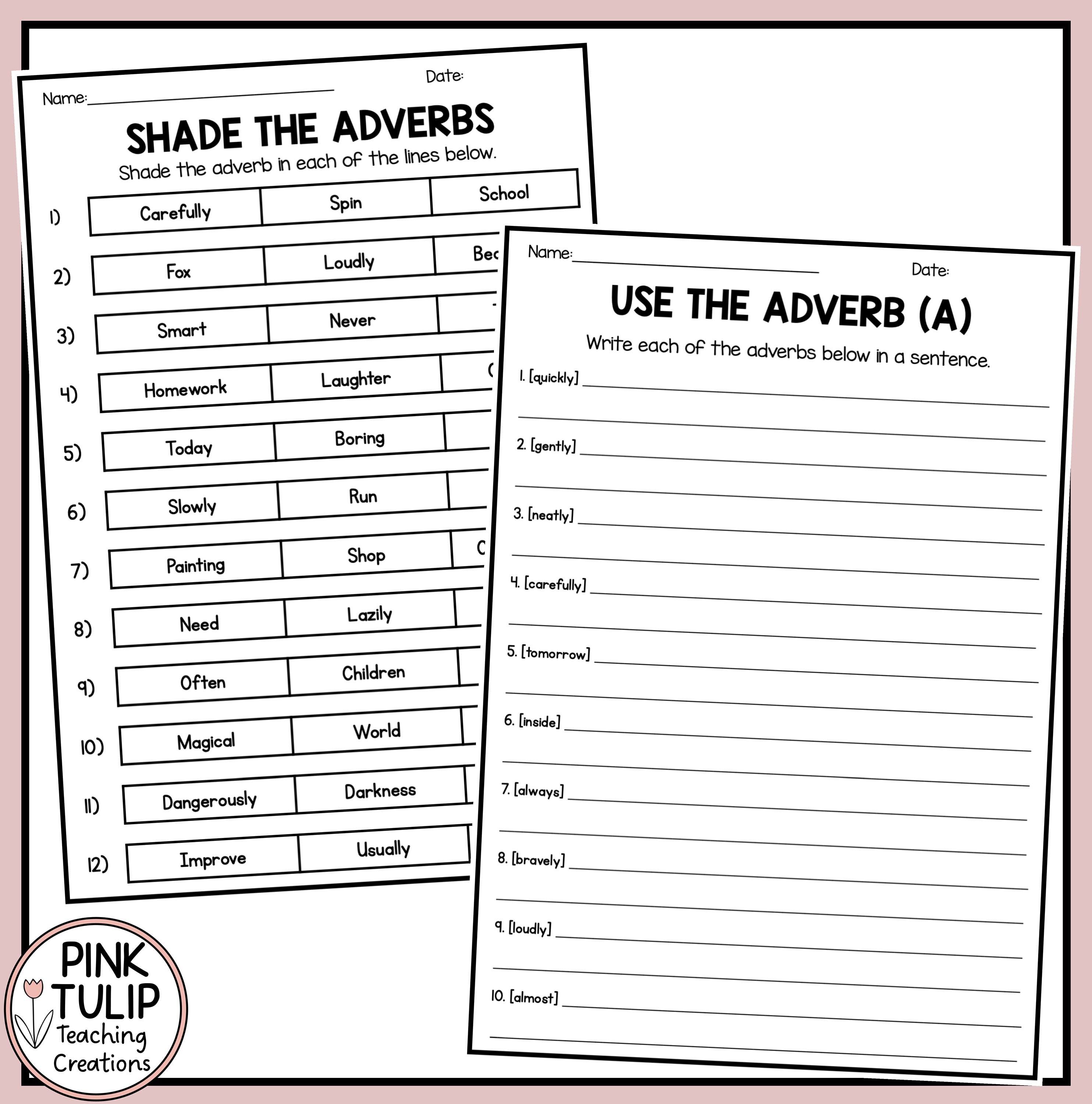 Adverbs - Worksheet Pack - Etsy