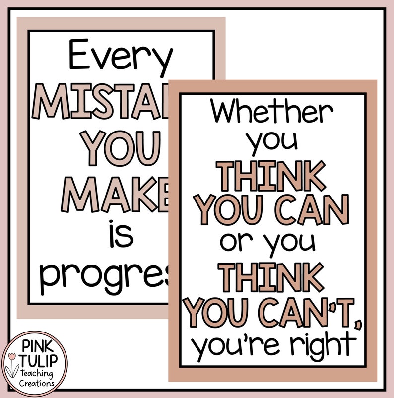 Growth Mindset Poster Set - Earth Tones Classroom Decor - Etsy