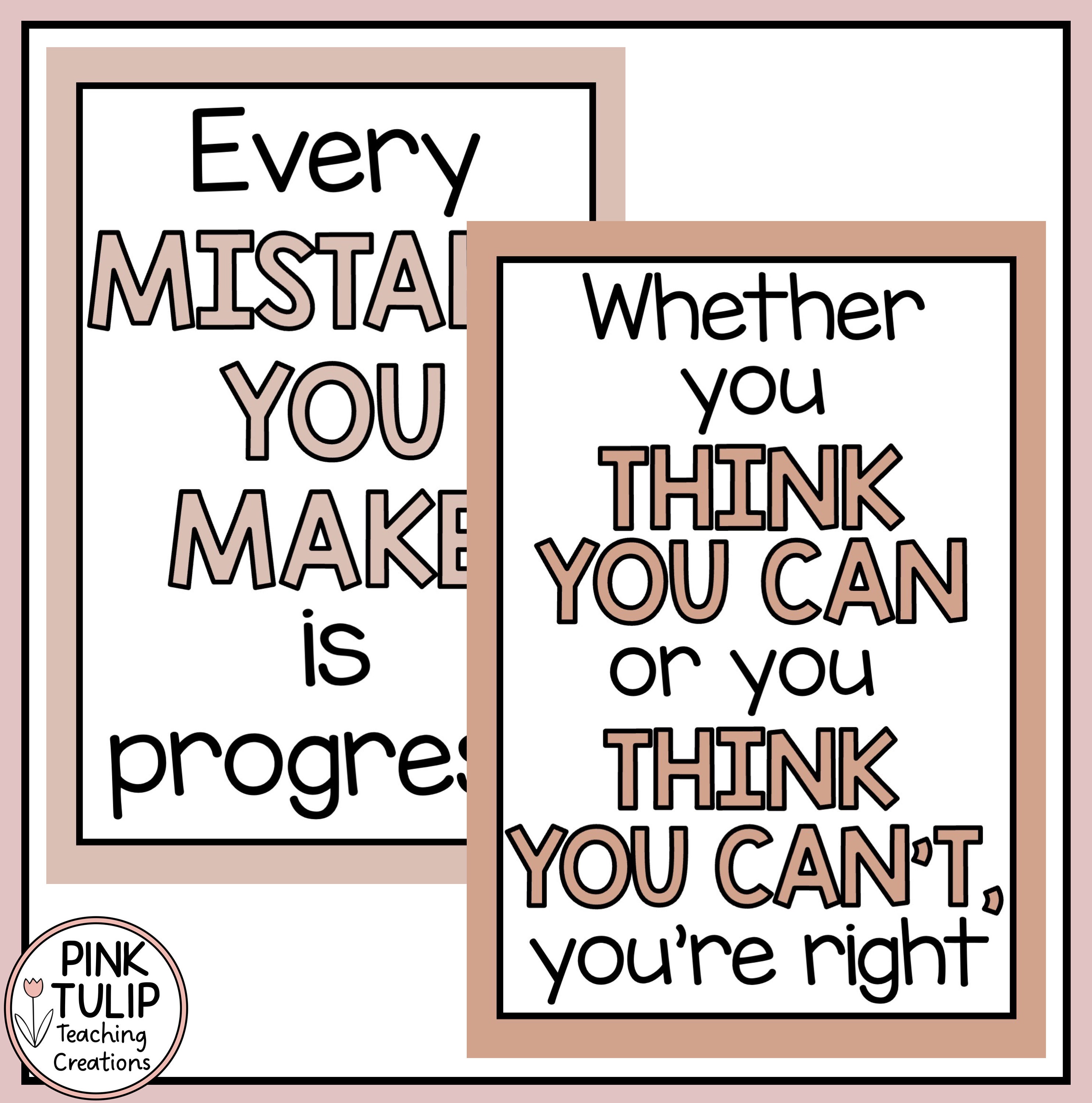 Growth Mindset Poster Set - Earth Tones Classroom Decor - Etsy