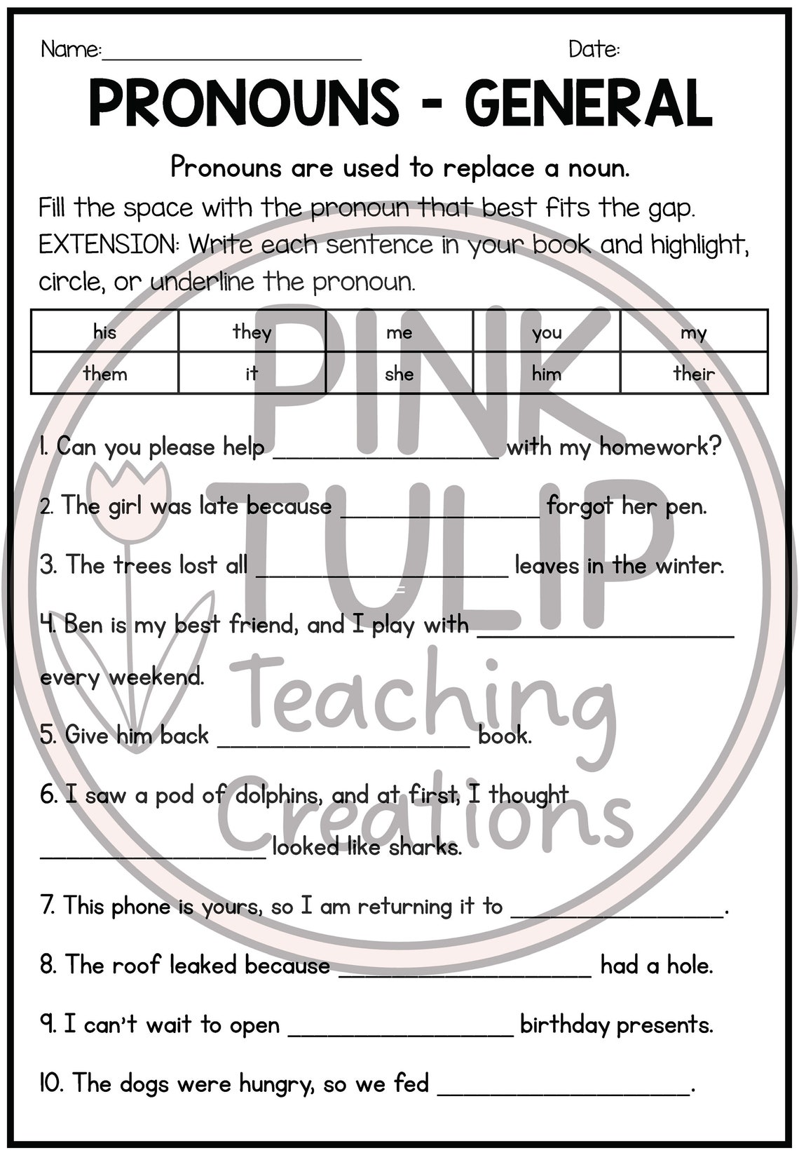 Parts of Speech - Fill the Blanks Worksheets - Etsy