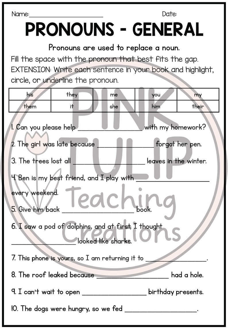 Parts of Speech - Fill the Blanks Worksheets - Etsy