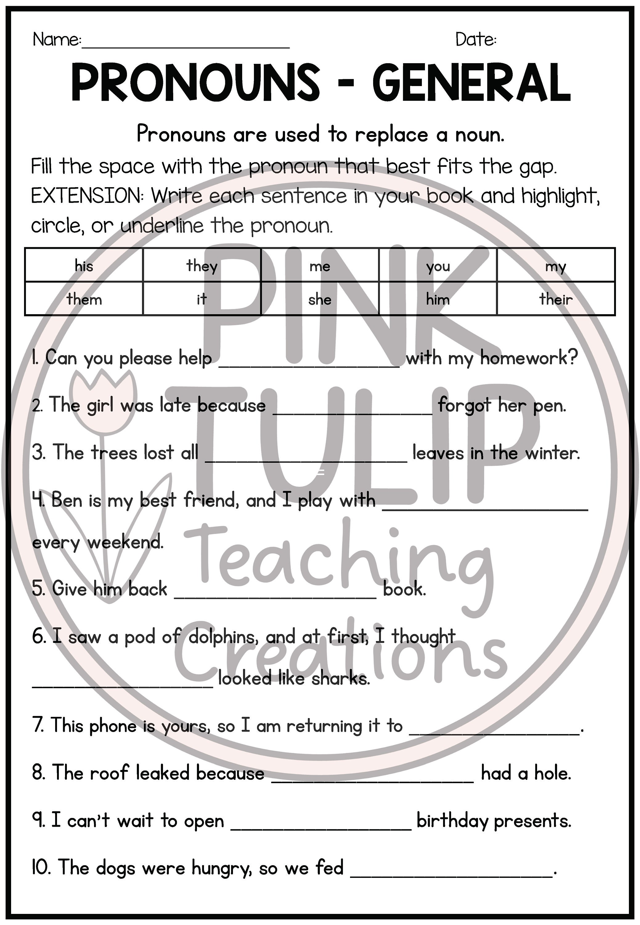 Parts of Speech - Fill the Blanks Worksheets - Etsy