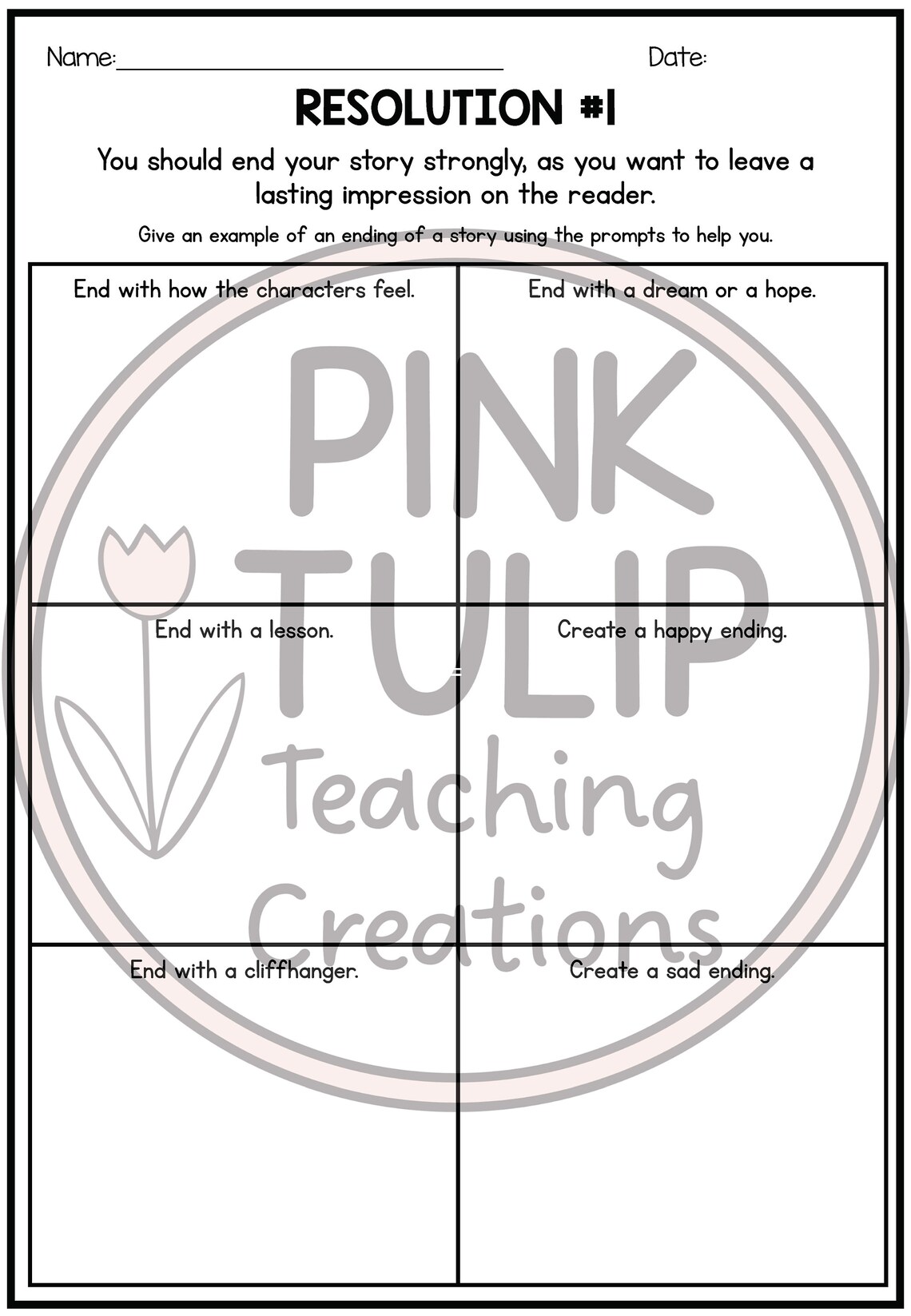 Resolution Narrative Writing Worksheets - Etsy