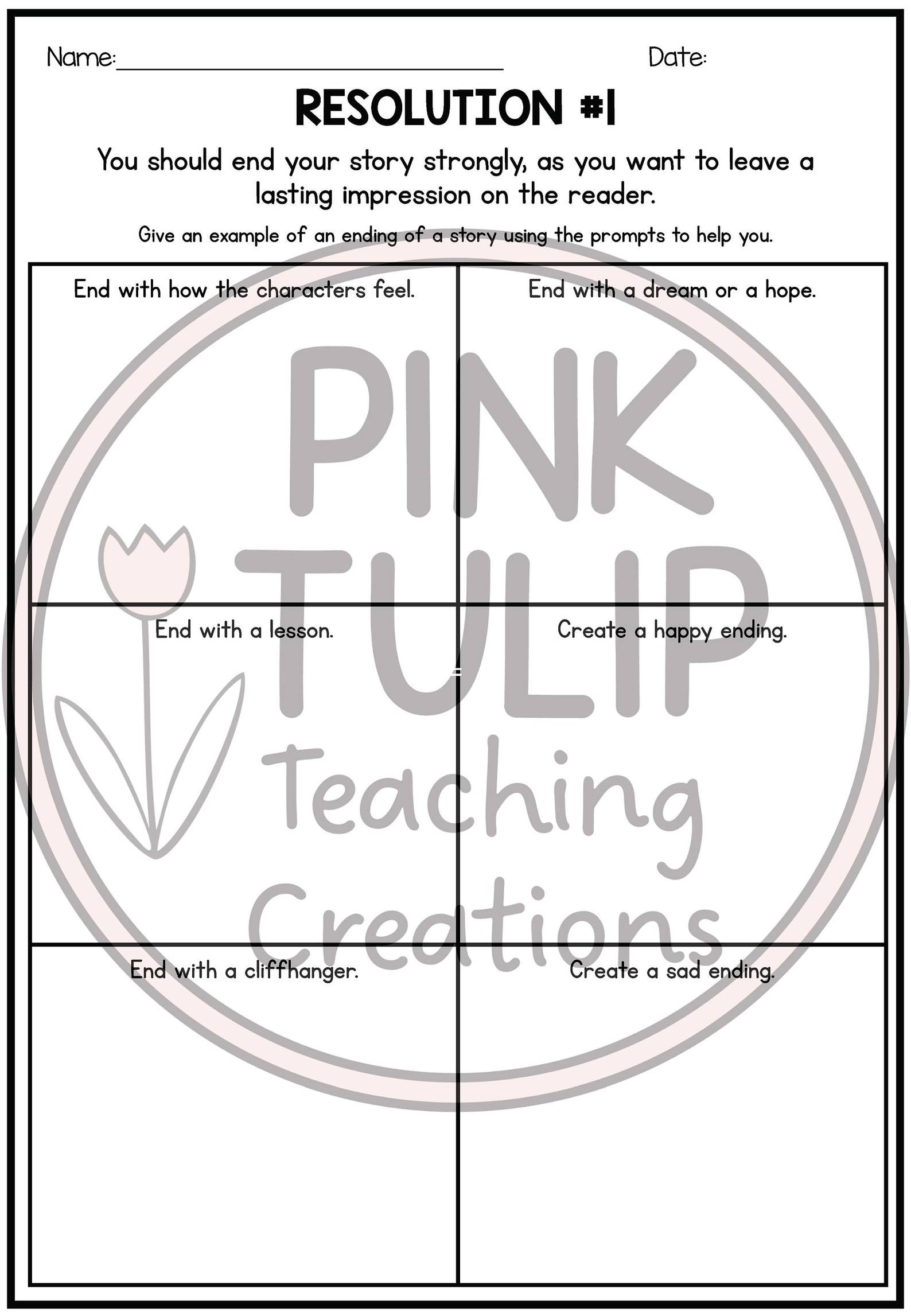 Resolution - Narrative Writing Worksheets - Etsy