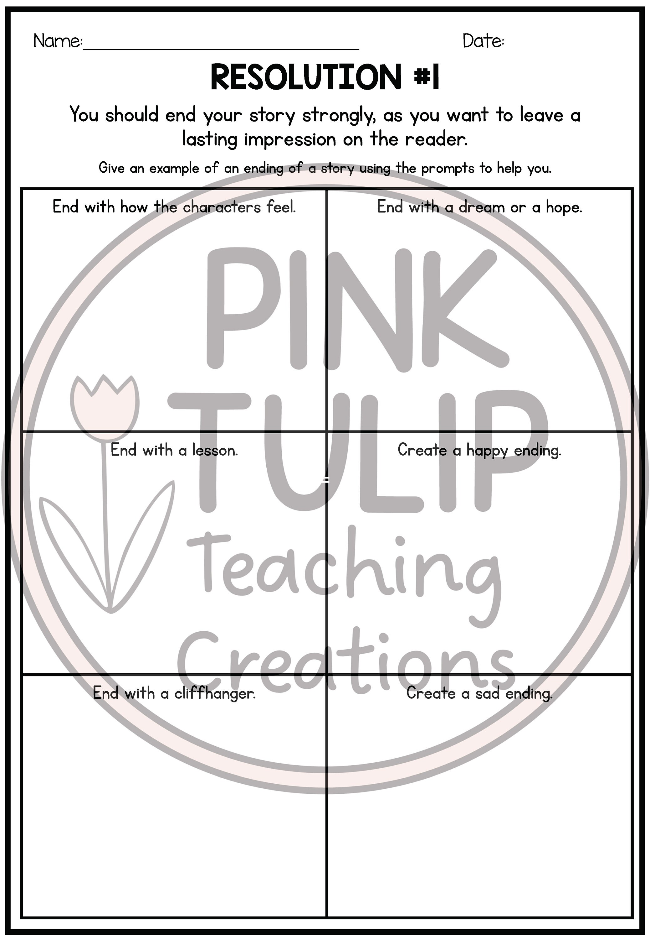 Resolution - Narrative Writing Worksheets - Etsy