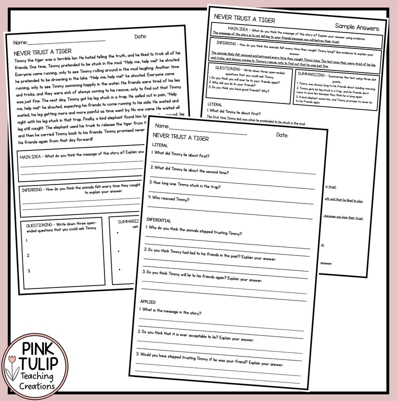 Comprehension Worksheets - Reading Strategies Set #5 - Etsy
