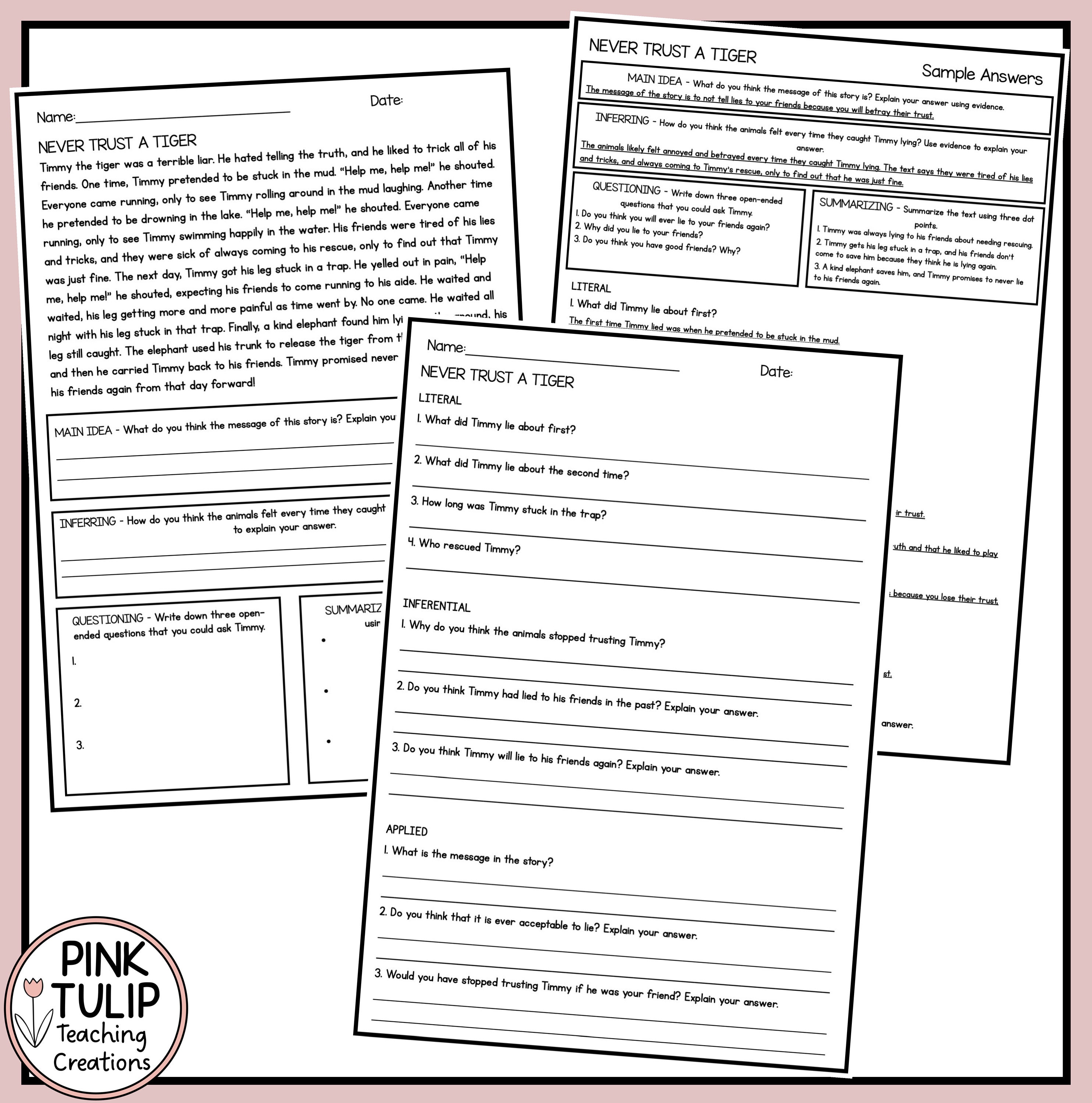 Comprehension Worksheets - Reading Strategies Set #5 - Etsy