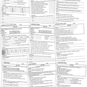 Grammar Worksheet Pack - Etsy