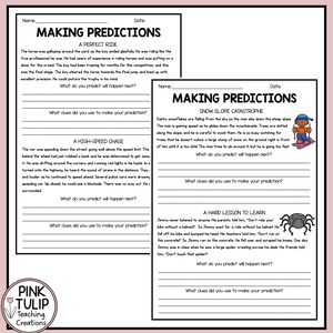 Making Predictions predicting Reading Worksheet Pack - Etsy