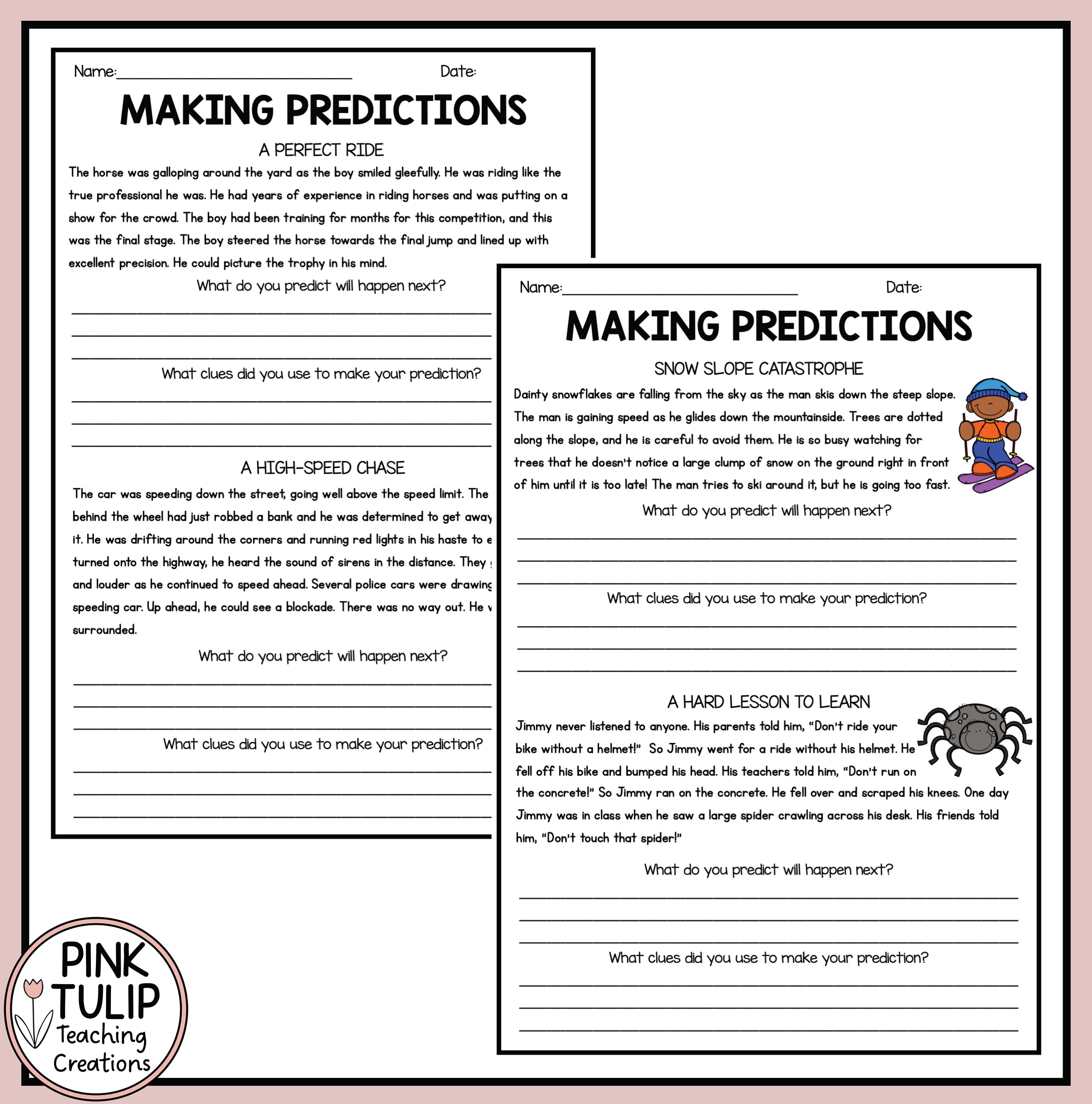 Making Predictions predicting Reading Worksheet Pack - Etsy