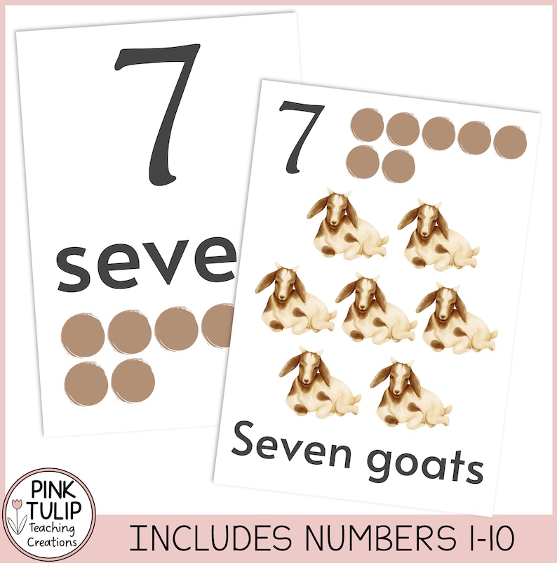 Number Matching Flash Cards - Farm Animal Theme - Etsy