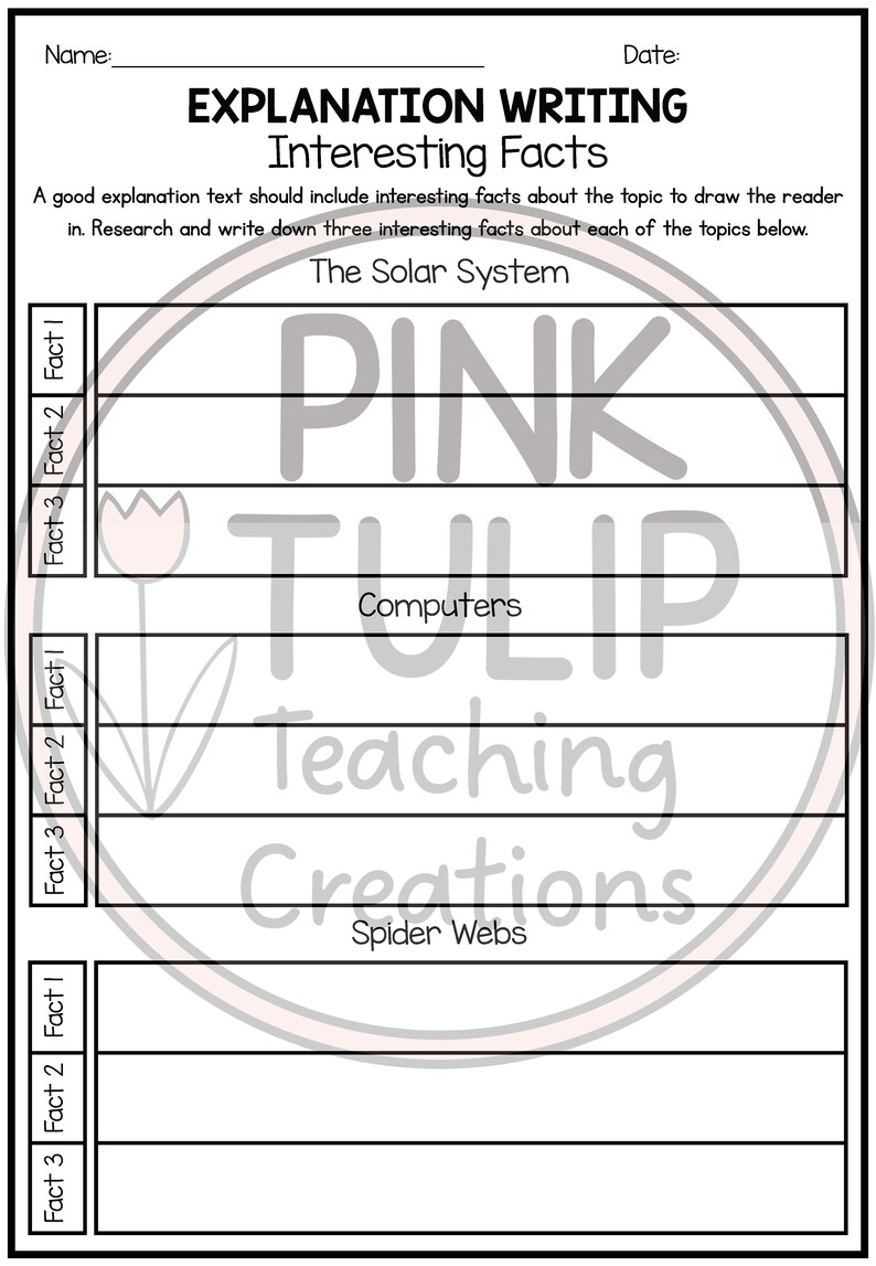 Explanation Writing - Research and Include Facts - Etsy