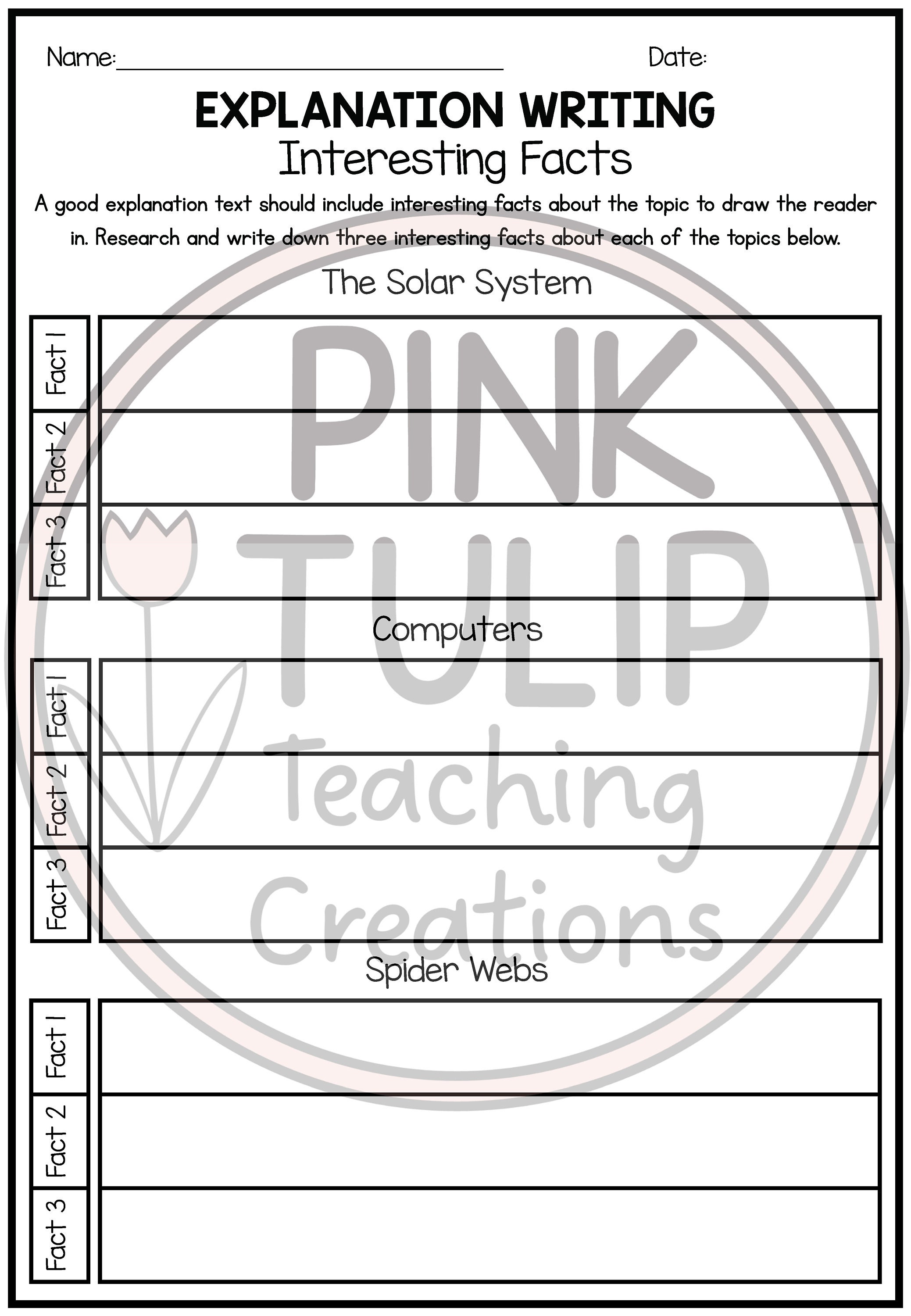 Explanation Writing - Research and Include Facts - Etsy