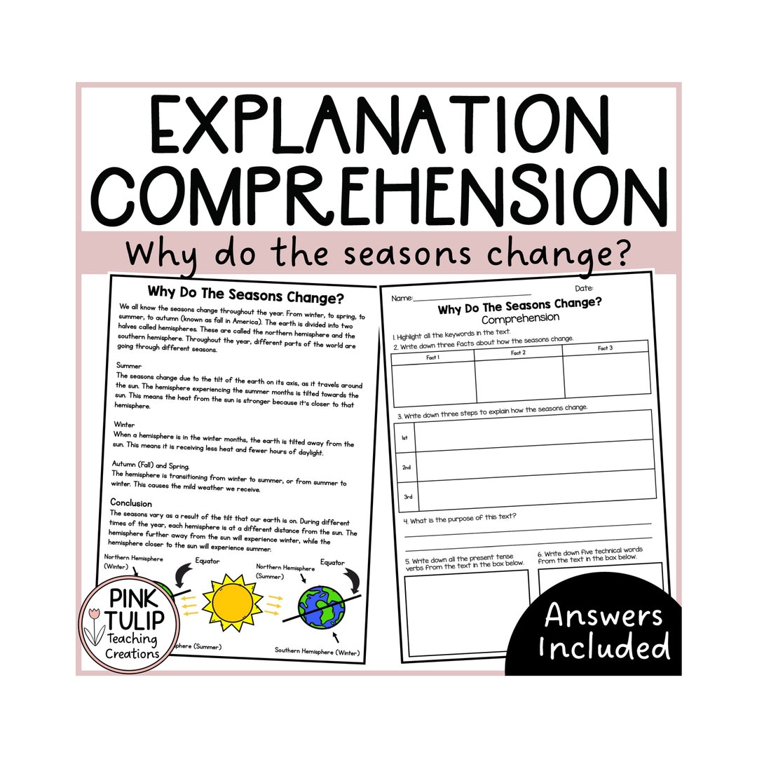 Explanation Text - Why Do the Seasons Change? - Etsy