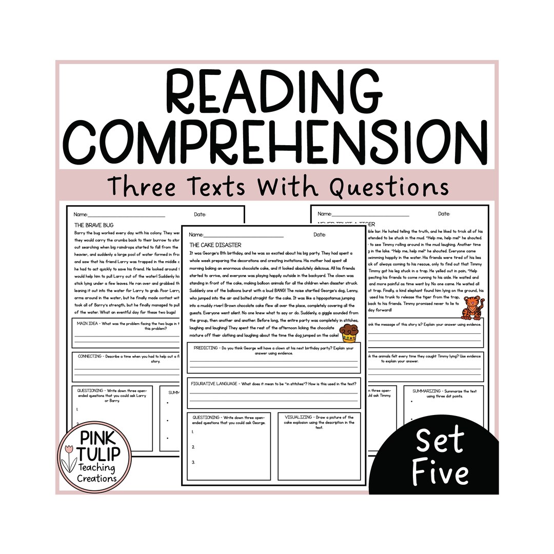 Comprehension Worksheets - Reading Strategies Set #5 - Etsy
