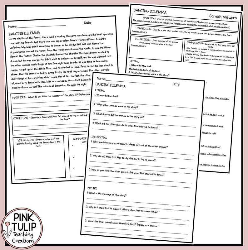 Comprehension Worksheets - Reading Strategies Set #4 - Etsy