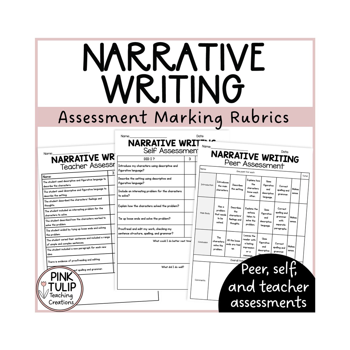 Narrative Writing - Marking Assessment Rubrics - Etsy
