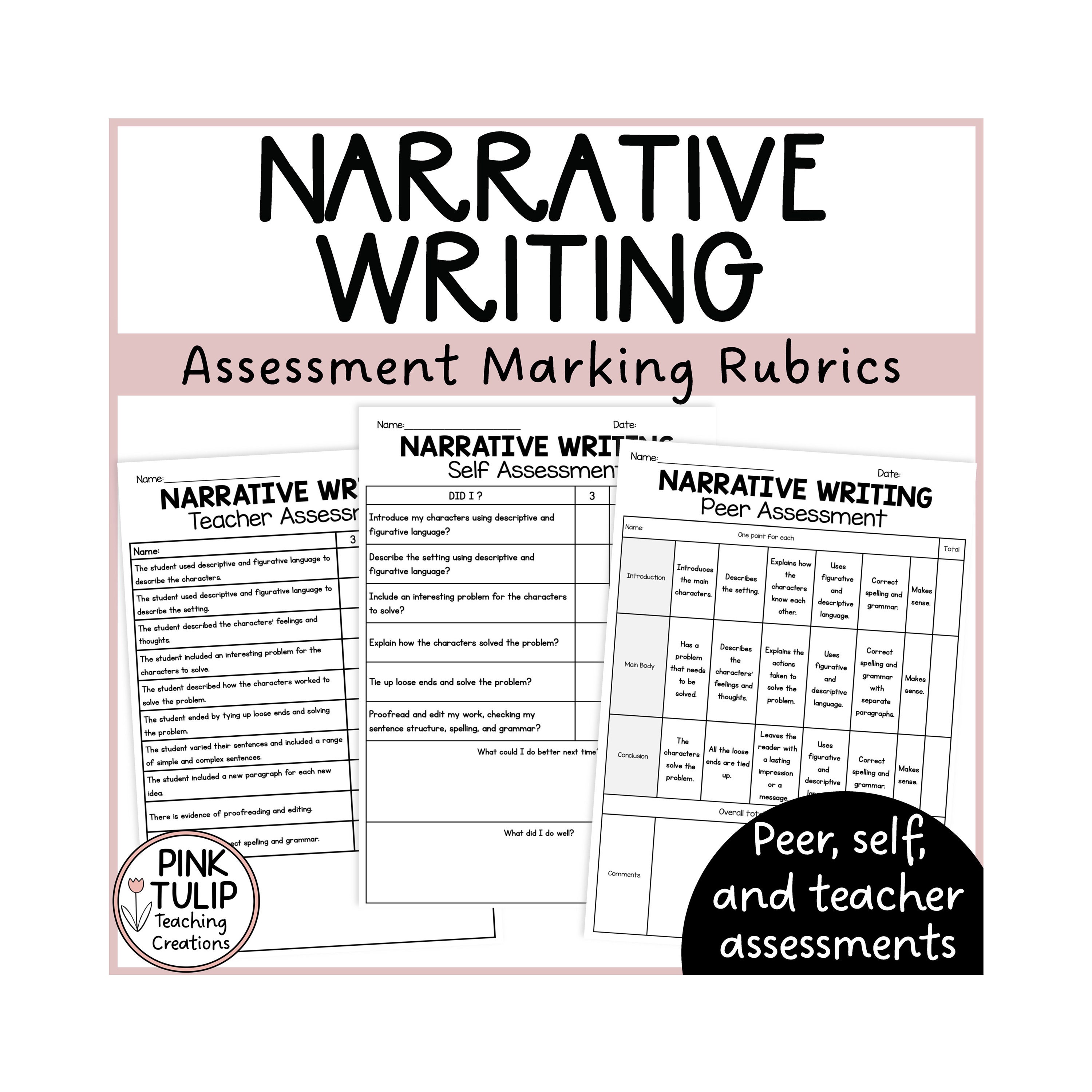Narrative Writing - Marking Assessment Rubrics - Etsy