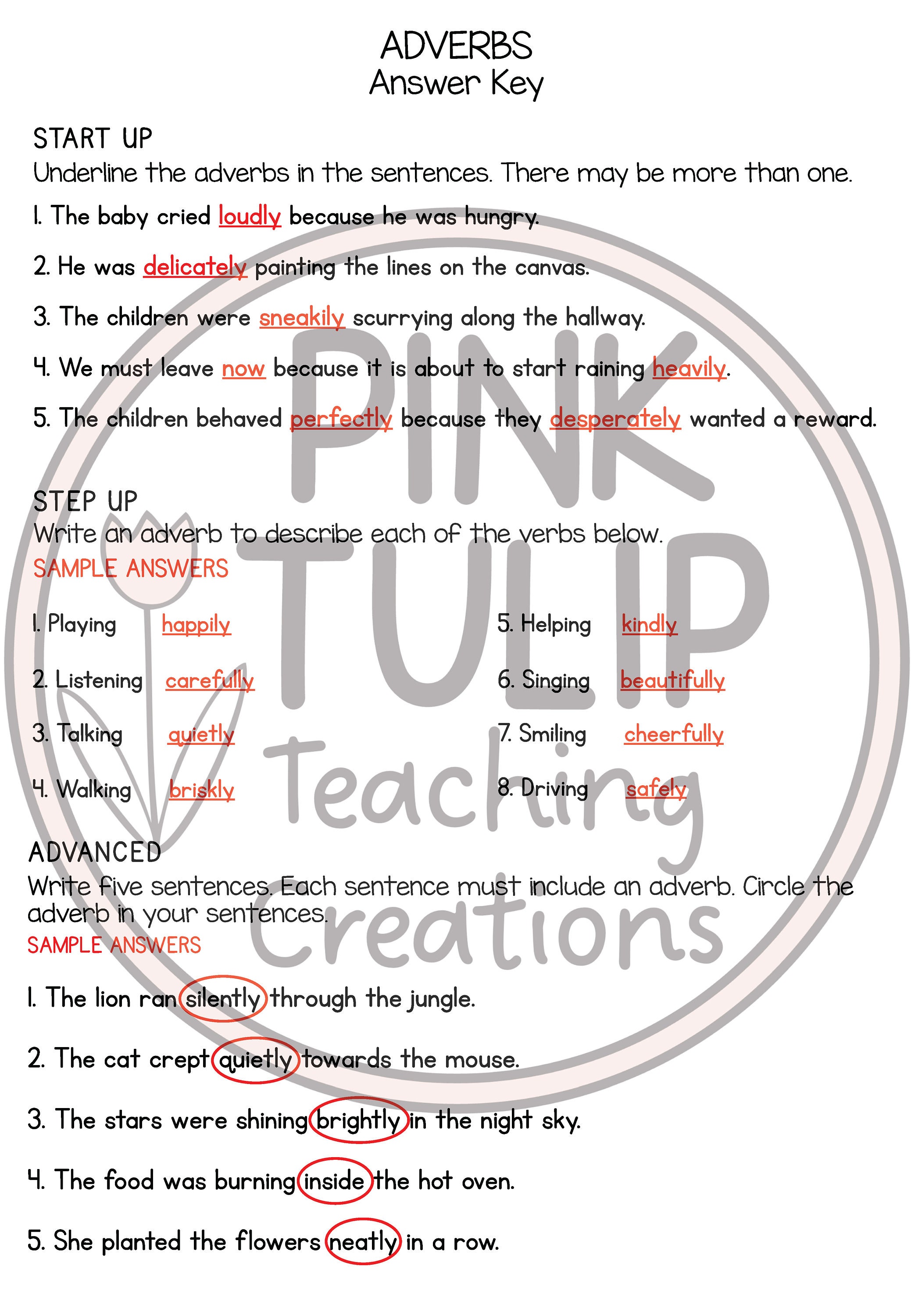 Adjectives and Adverbs - Grammar Worksheets With Answers - Etsy