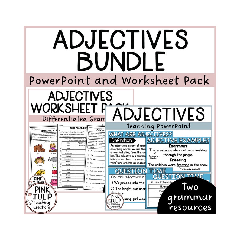 Adjectives Bundle - Worksheet Pack and Guided Teaching Powerpoint - Etsy