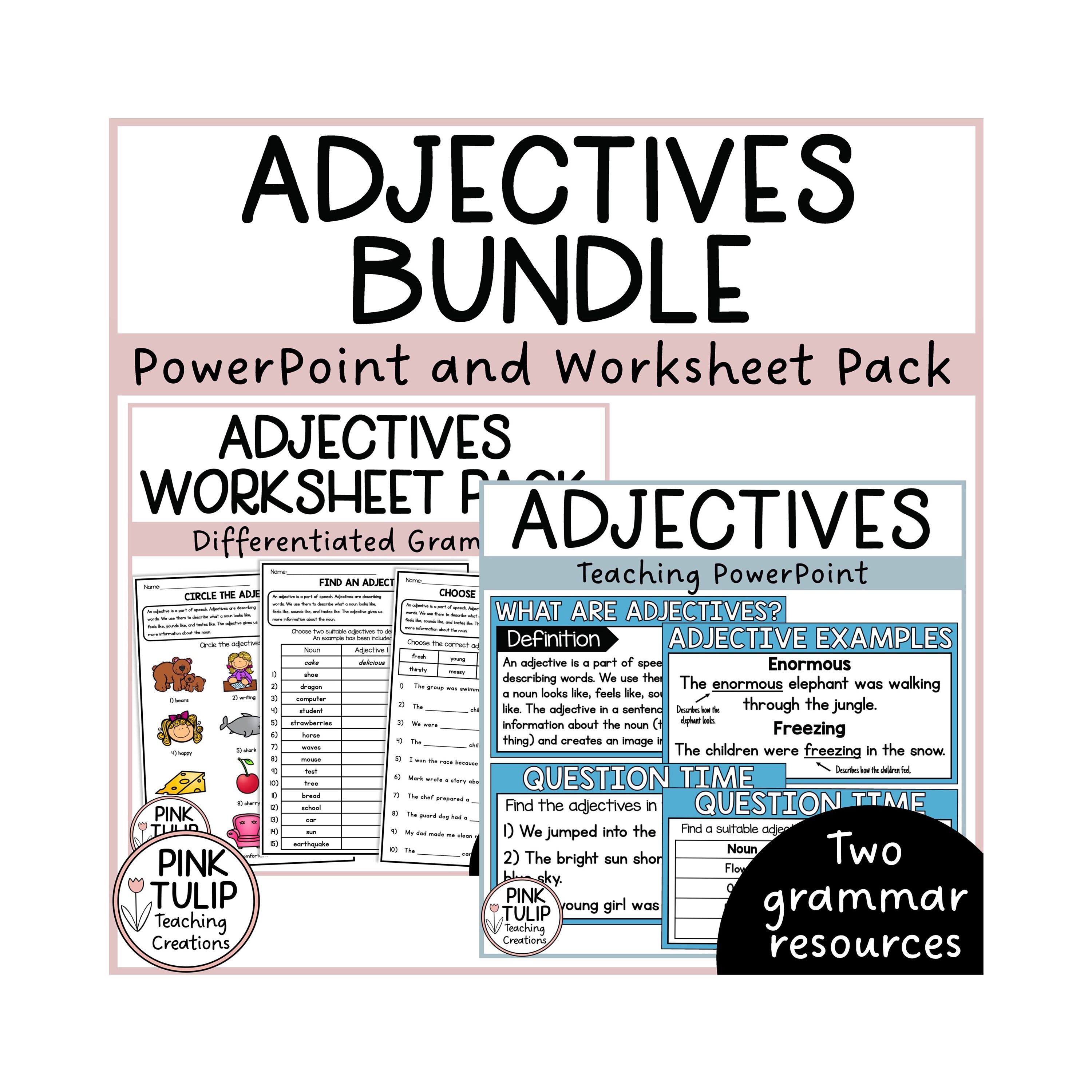 Adjectives Bundle - Worksheet Pack and Guided Teaching Powerpoint - Etsy