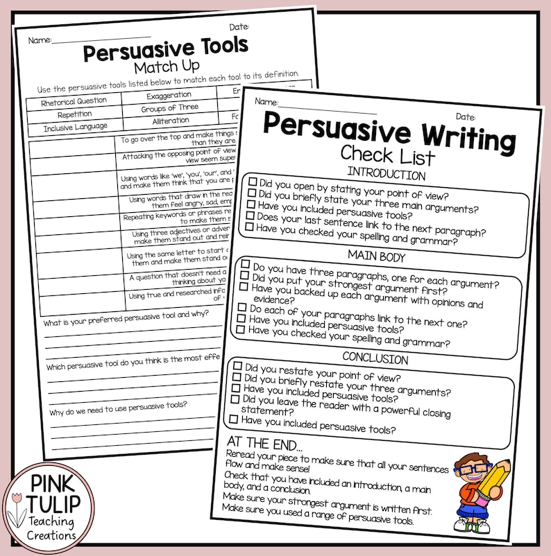 Persuasive Writing Worksheet Pack - No Prep Lesson Ideas - Etsy