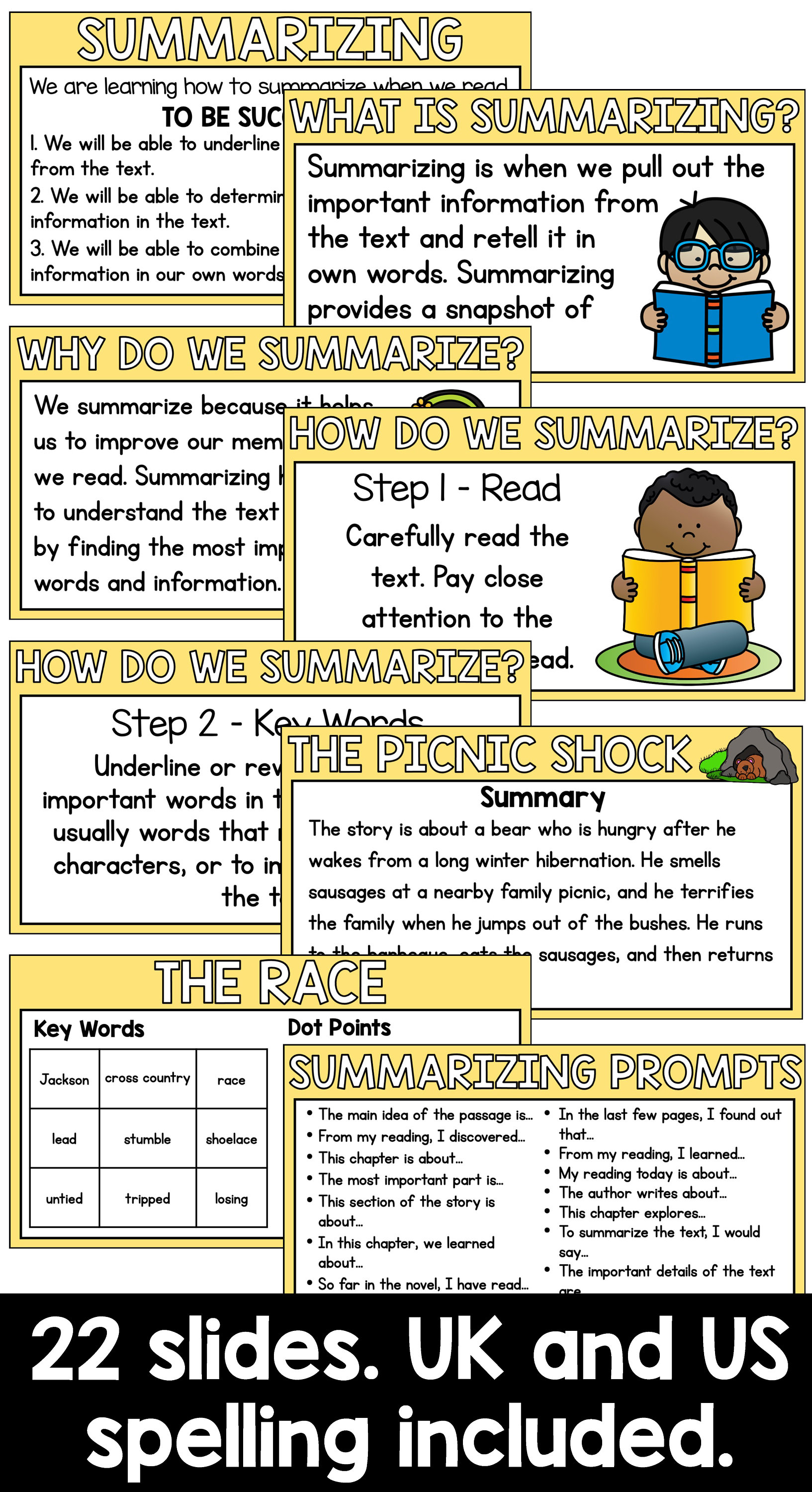 Summarizing (summarising) Reading Strategy Powerpoint - Guided Teaching - Etsy