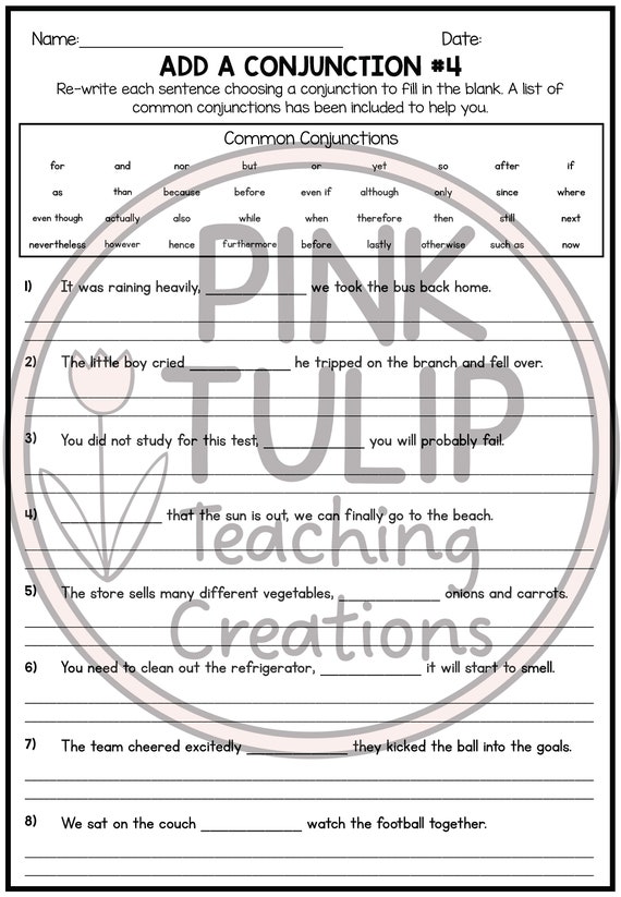 Conjunction Worksheets Conjunctions Worksheet Conjunction Worksheets
