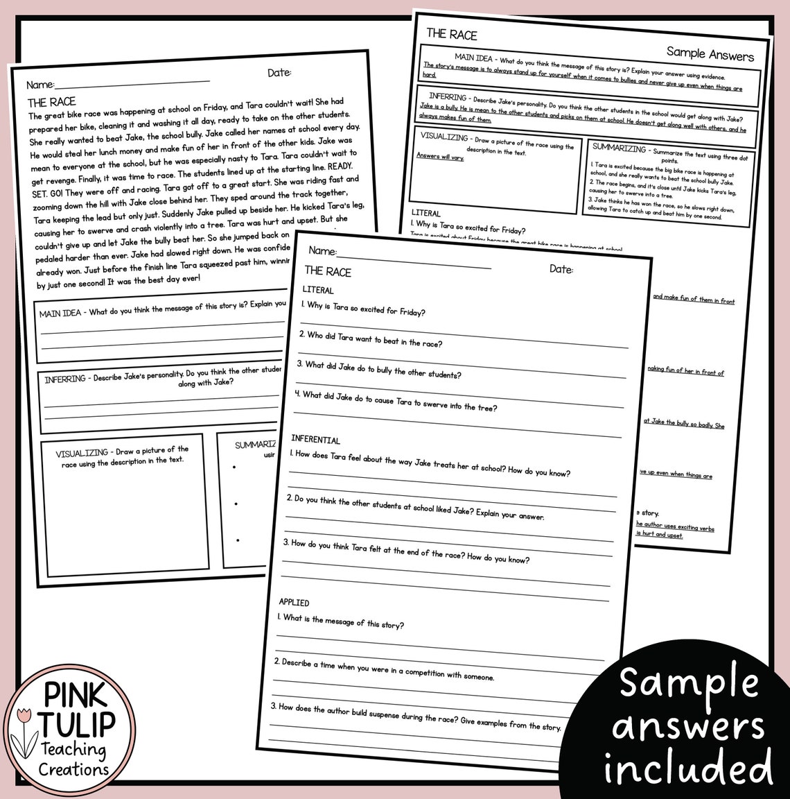 Comprehension Worksheets Reading Strategies Set 4 - Etsy
