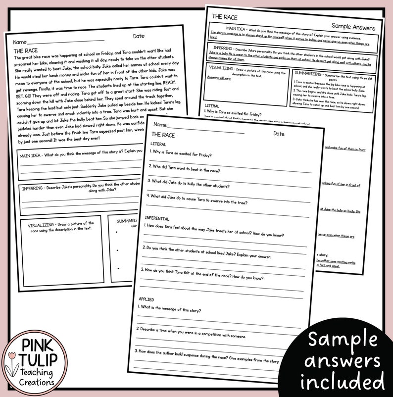 Comprehension Worksheets - Reading Strategies Set #4 - Etsy