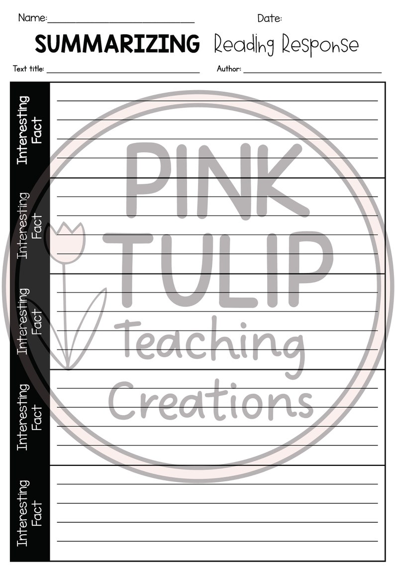 Summarizing summarising Reading Response Pack Templates for Any Book - Etsy