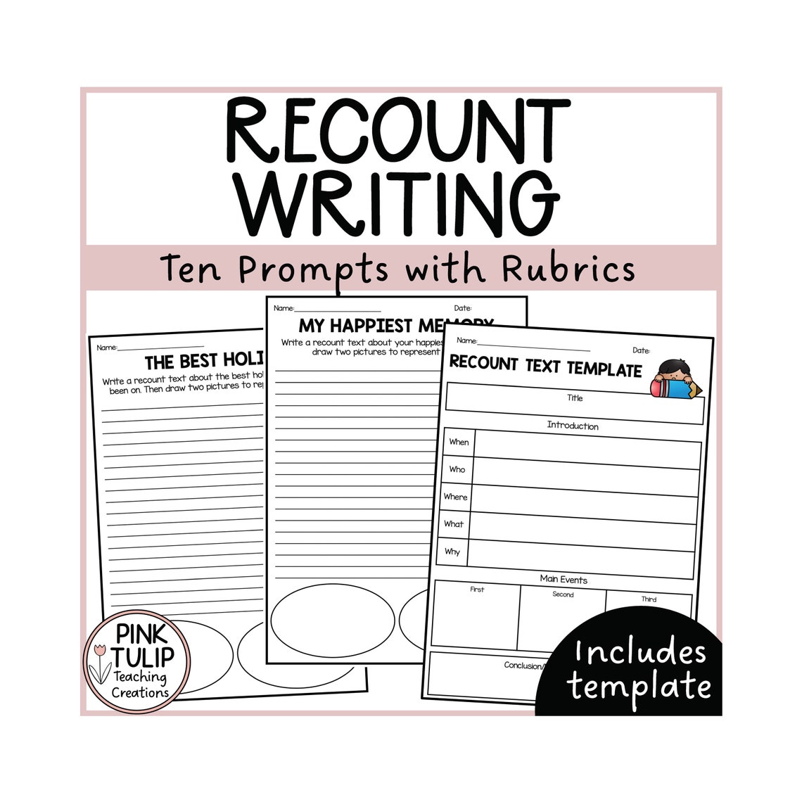Recount Writing - Prompts and Template - Etsy