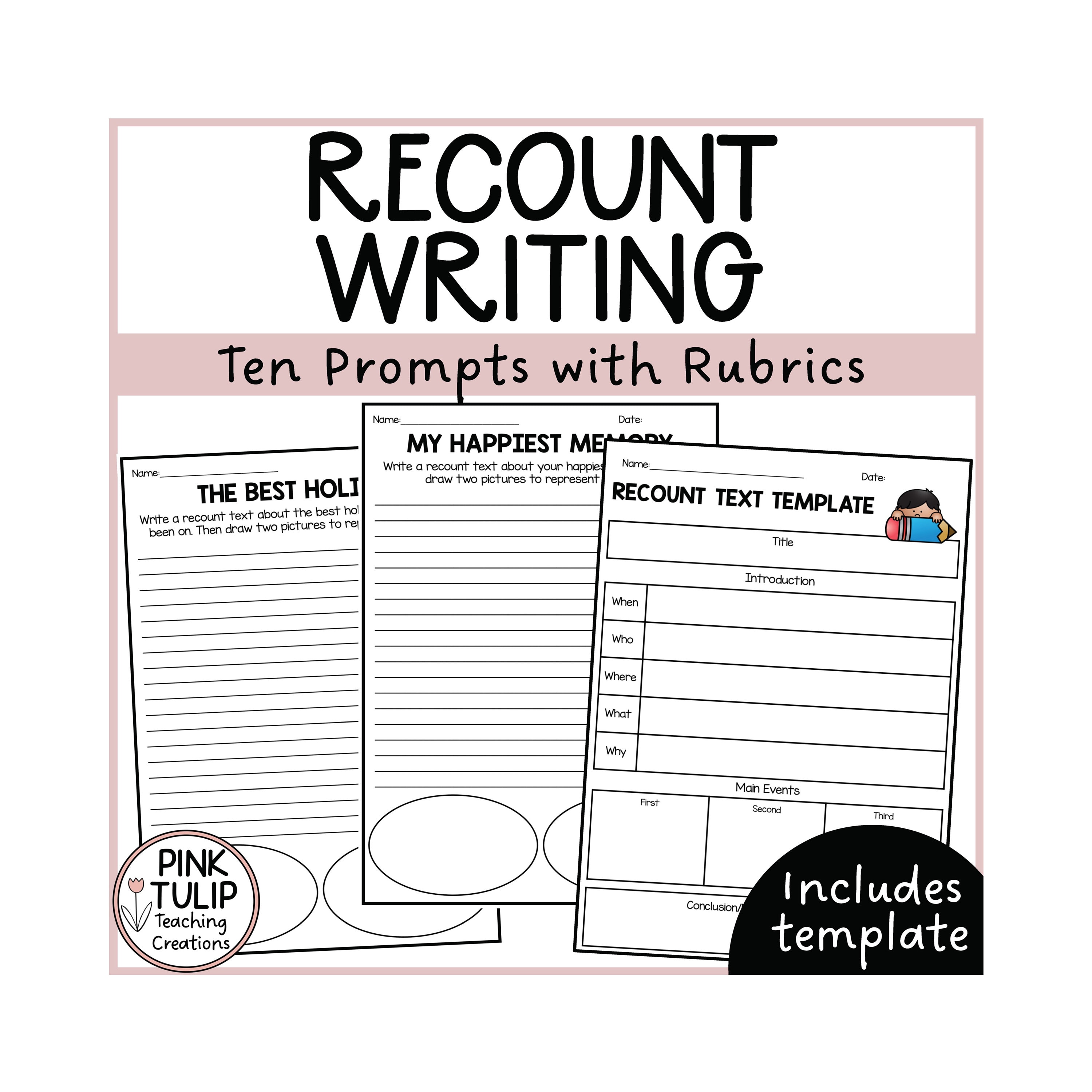 Recount Writing - Prompts and Template - Etsy