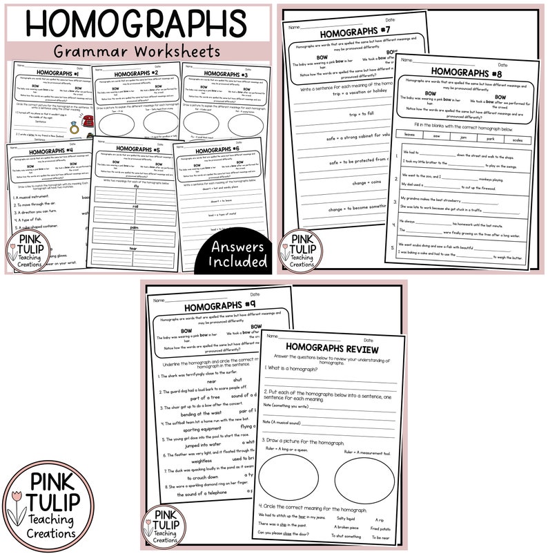 Homographs Bundle - Worksheet Pack and Guided Teaching Powerpoint - Etsy