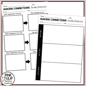 Making Connections (connecting) Reading Response Pack - Templates for ...