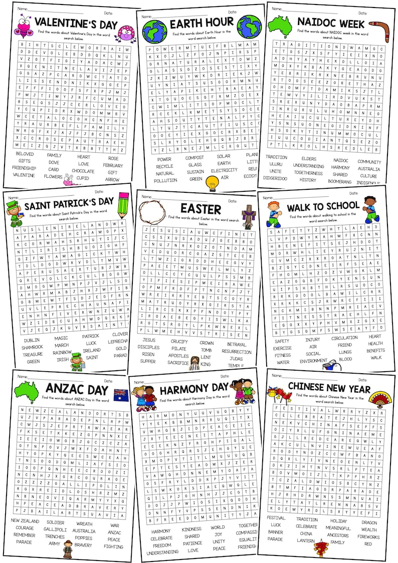 20 Themed Word Searches With Answers - Etsy