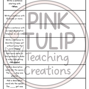 Writing Activity - Sentence Practice - Etsy