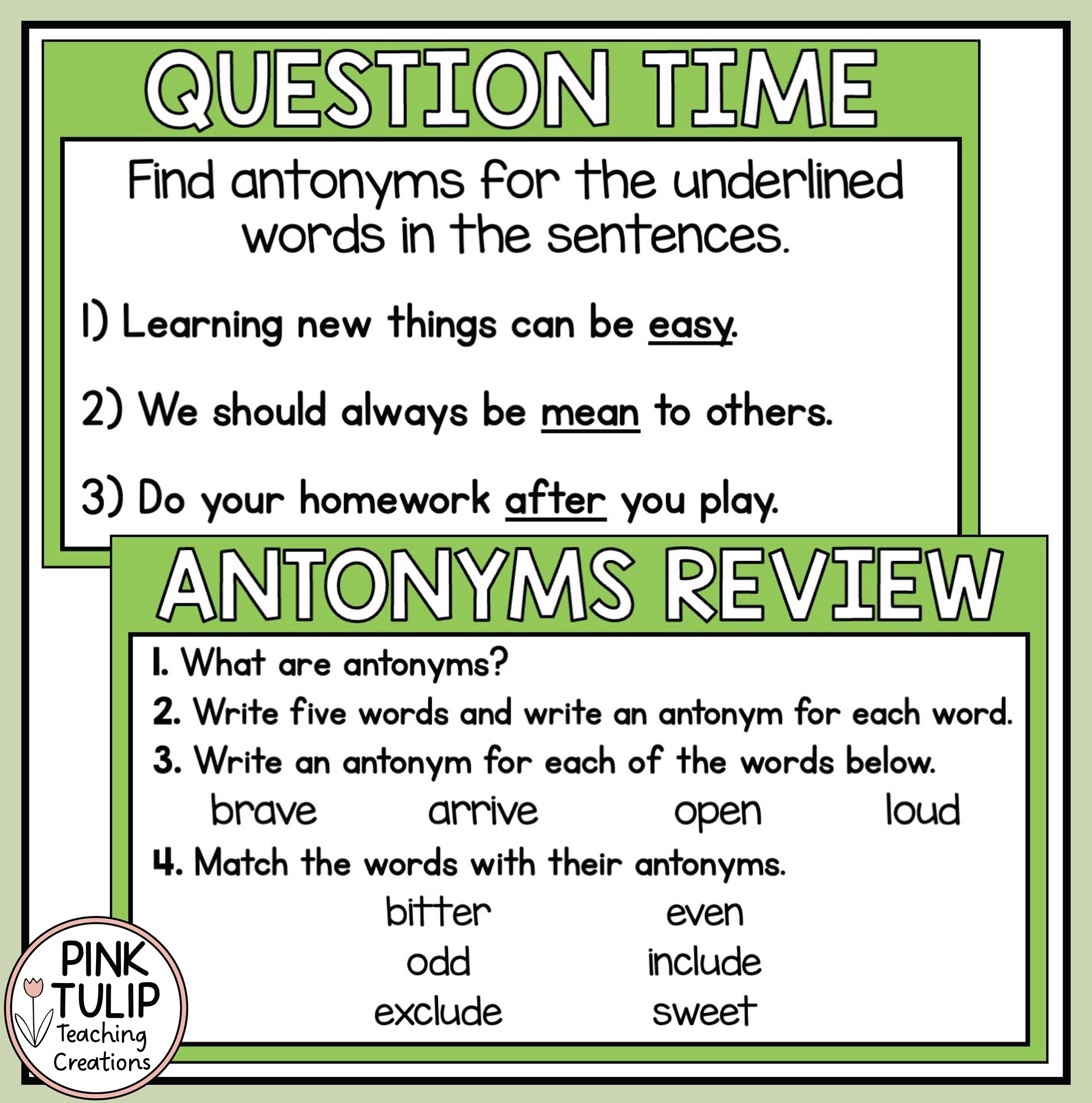 Antonyms Grammar Powerpoint Guided Teaching - Etsy