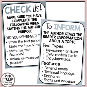 Author's Purpose Reading Posters - Earth Tones Classroom Decor - Etsy