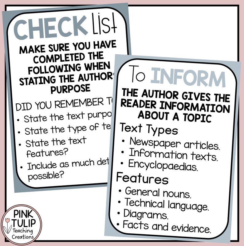 Author's Purpose Reading Posters - Earth Tones Classroom Decor - Etsy