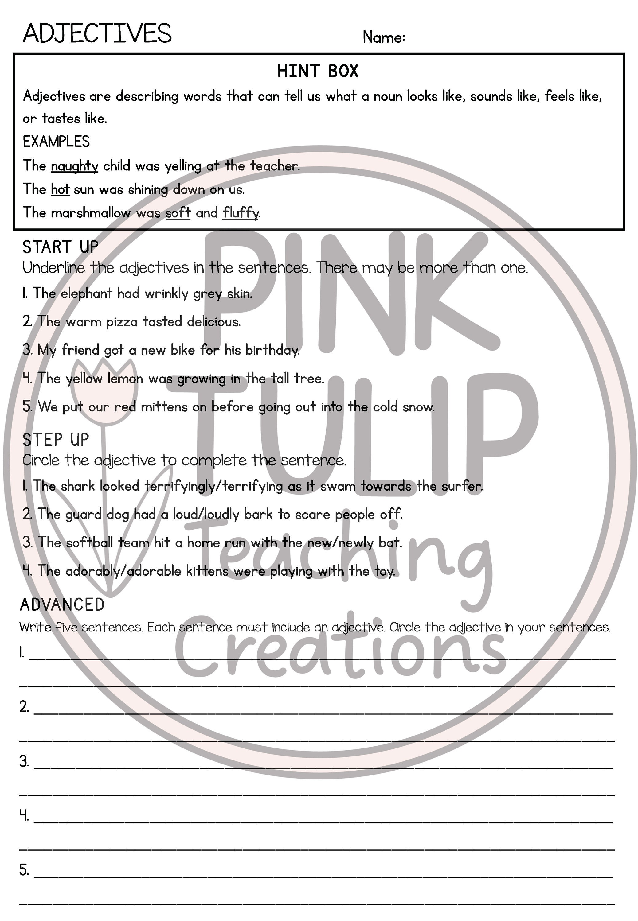 Adjectives and Adverbs - Grammar Worksheets With Answers - Etsy