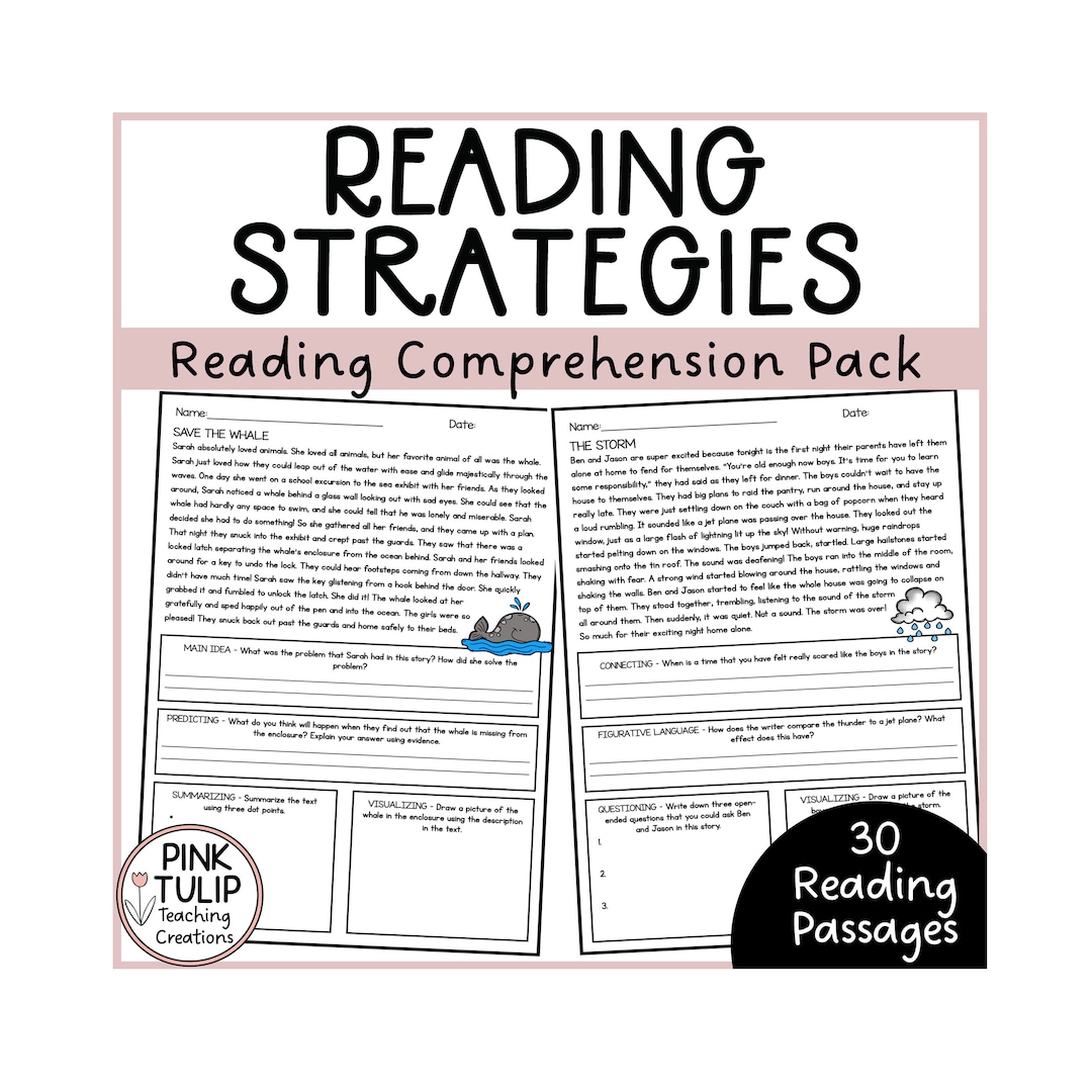 30 Page Reading Strategy Comprehension Pack - Etsy