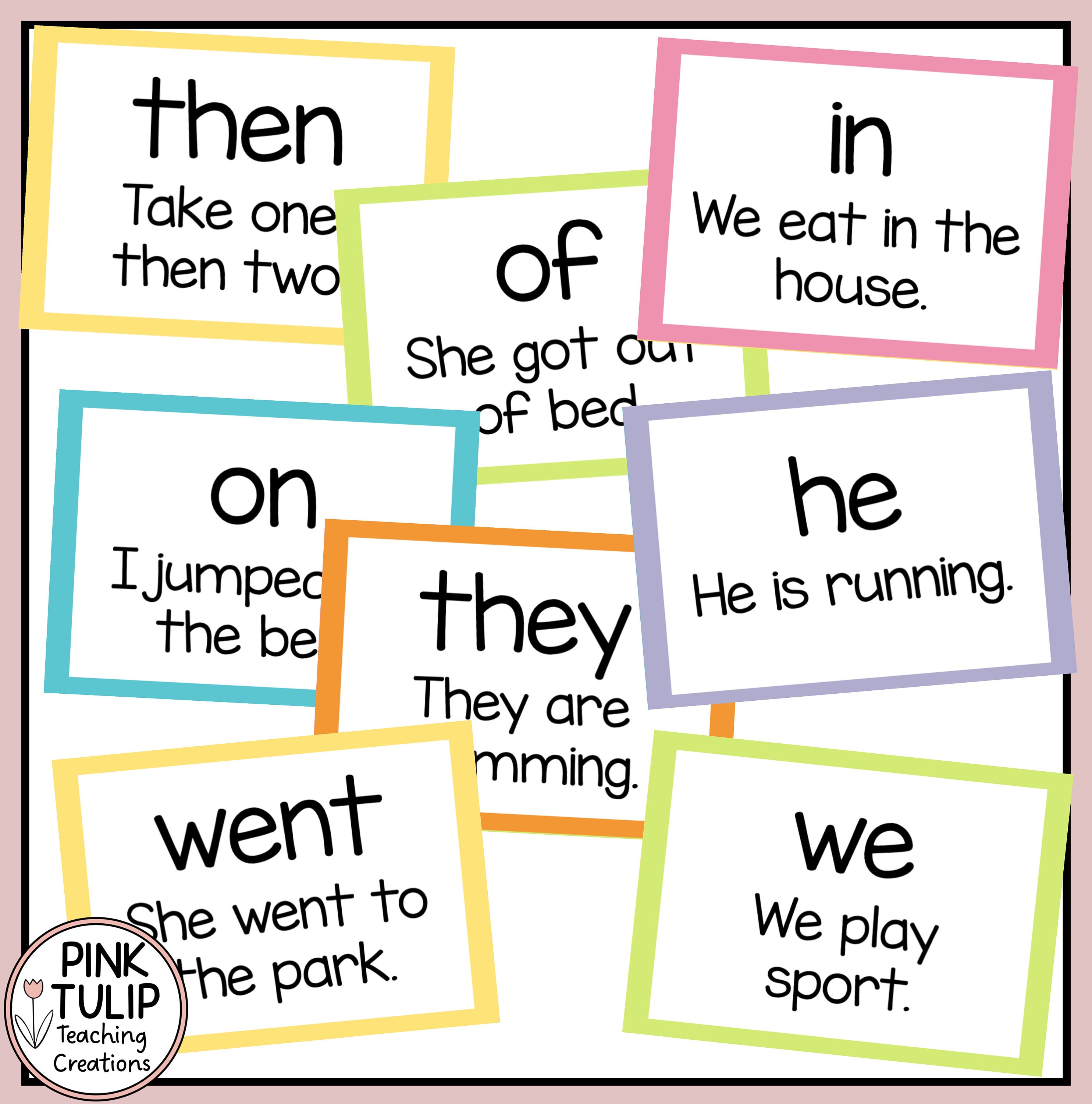 Sight Word Cards 1-100 High Frequency Words With Sentences - Etsy
