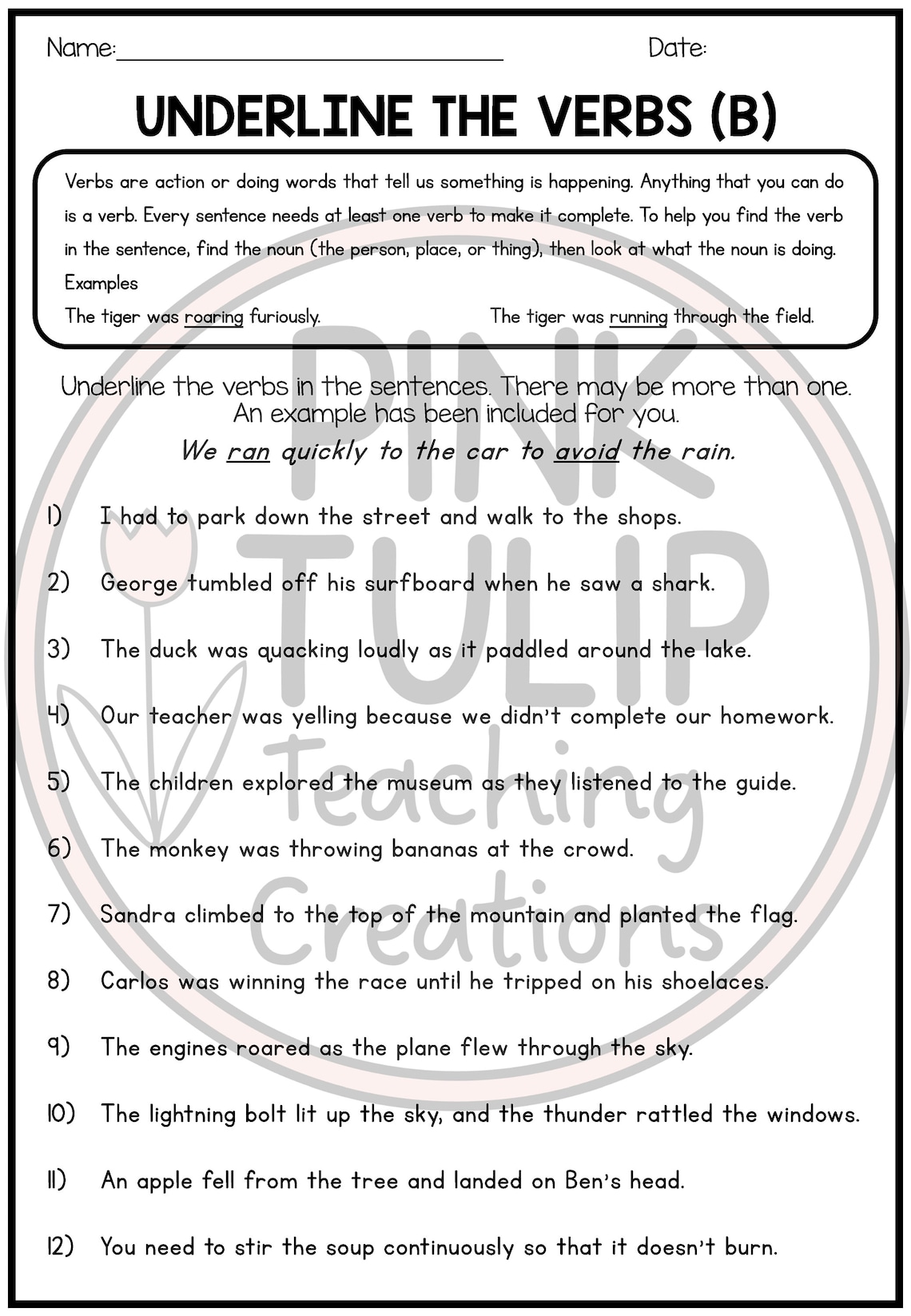 Verbs - Worksheet Pack With Answers - Etsy