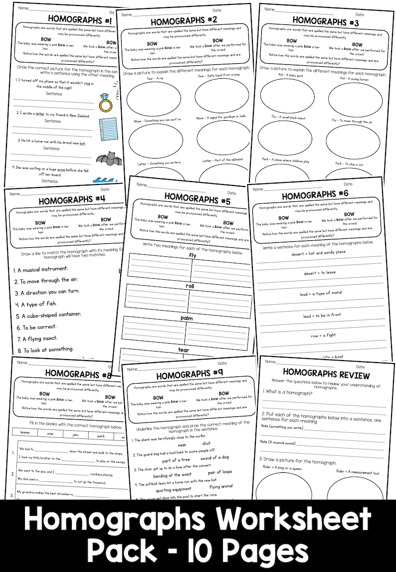 Homographs Bundle - Worksheet Pack and Guided Teaching Powerpoint - Etsy